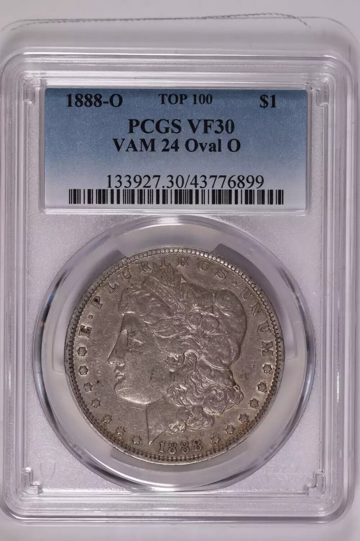 1888-o Vam 24 "oval O" Top 100 Morgan Dollar Pcgs Vf30 Auction