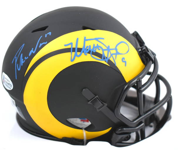 Matthew Stafford Puka Nacua Autographed Rams Eclipse Mini Helmet Bas ...