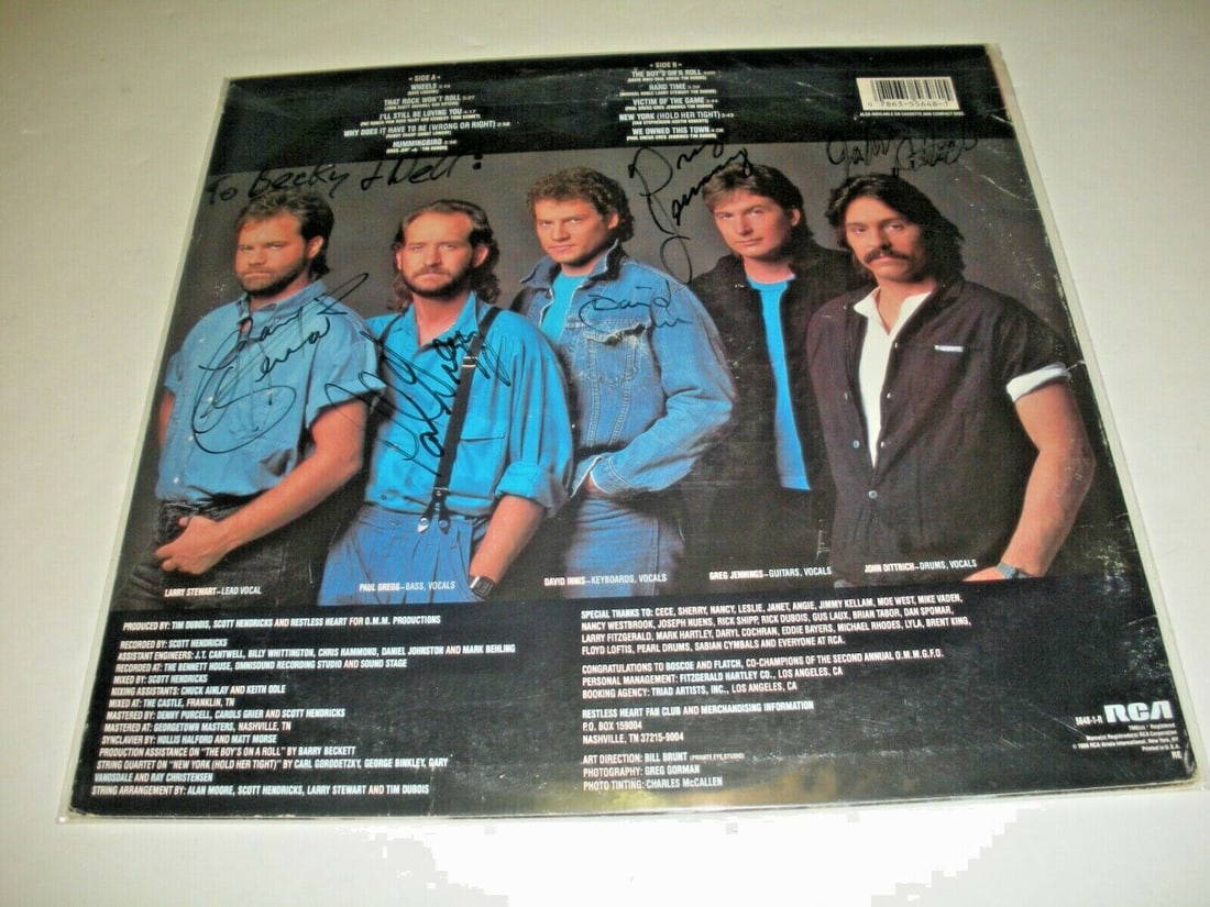 Restless Heart Wheels 5 Signatures Rare W/coa Signed Lp Record Album ...