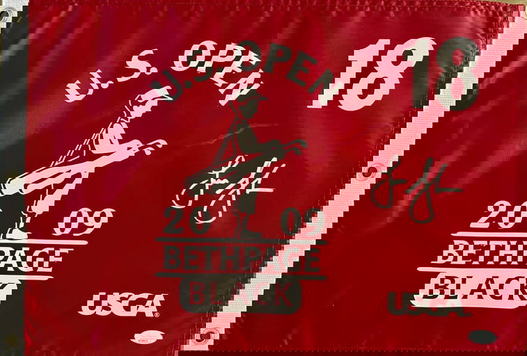 Lucas Glover Signed 2009 U.s.open Bethpage Black (red) Pin Flag Jsa Af18975