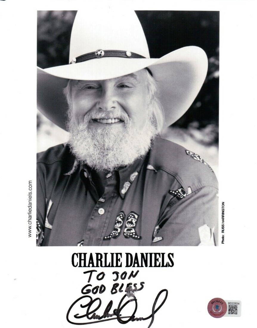Charlie Daniels Signed Autographed 8x10 Photo Vintage Head Shot Bas Auction