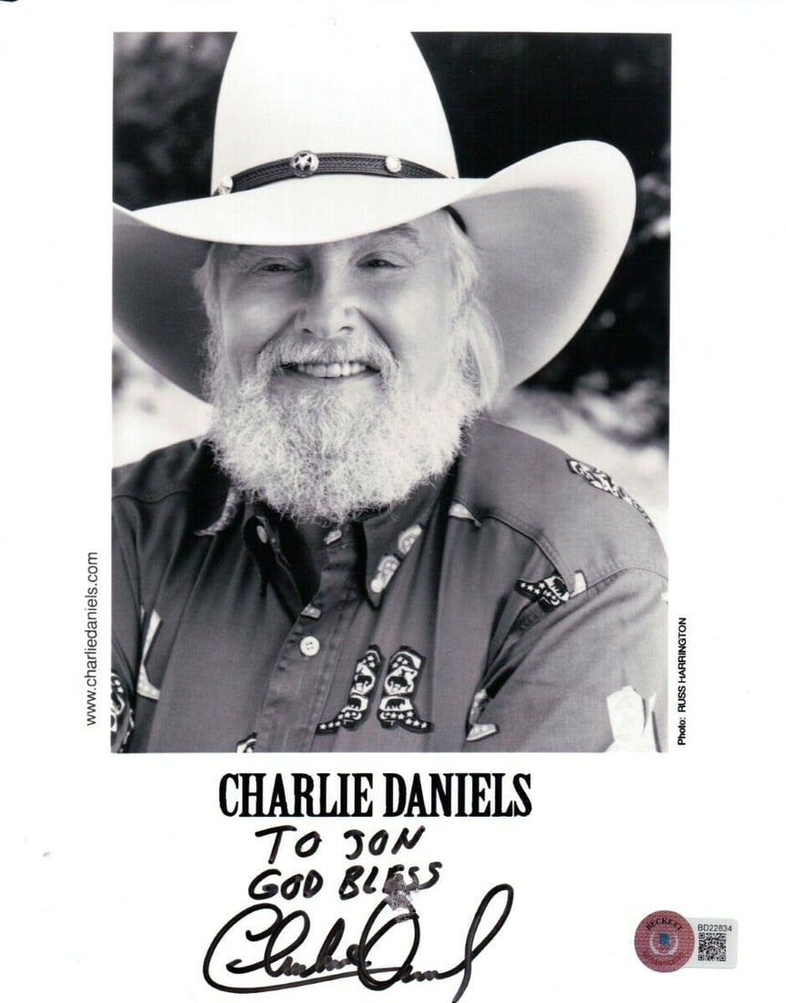 Charlie Daniels Signed Autographed 8x10 Photo Vintage Head Shot Bas Auction