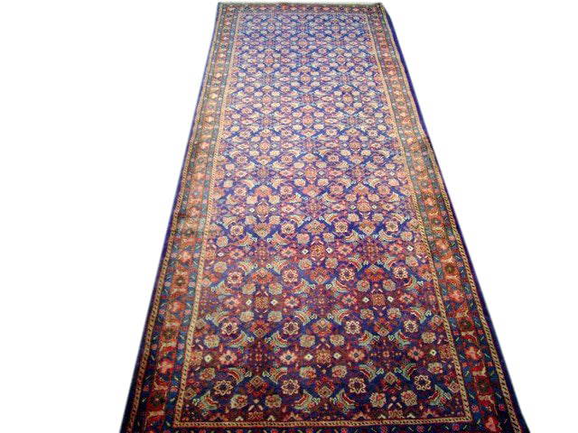 4 X 11 Royal Blue Persian Hand Knotted Construction Herati Runner Rug