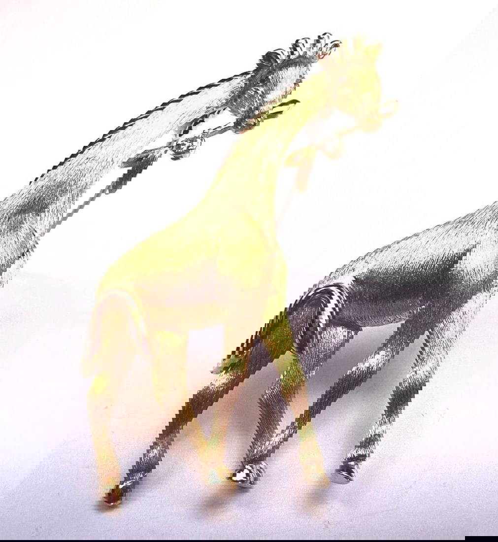 Henry Dunay 18k Yellow Gold Diamond Giraffe Brooch Signed Auction