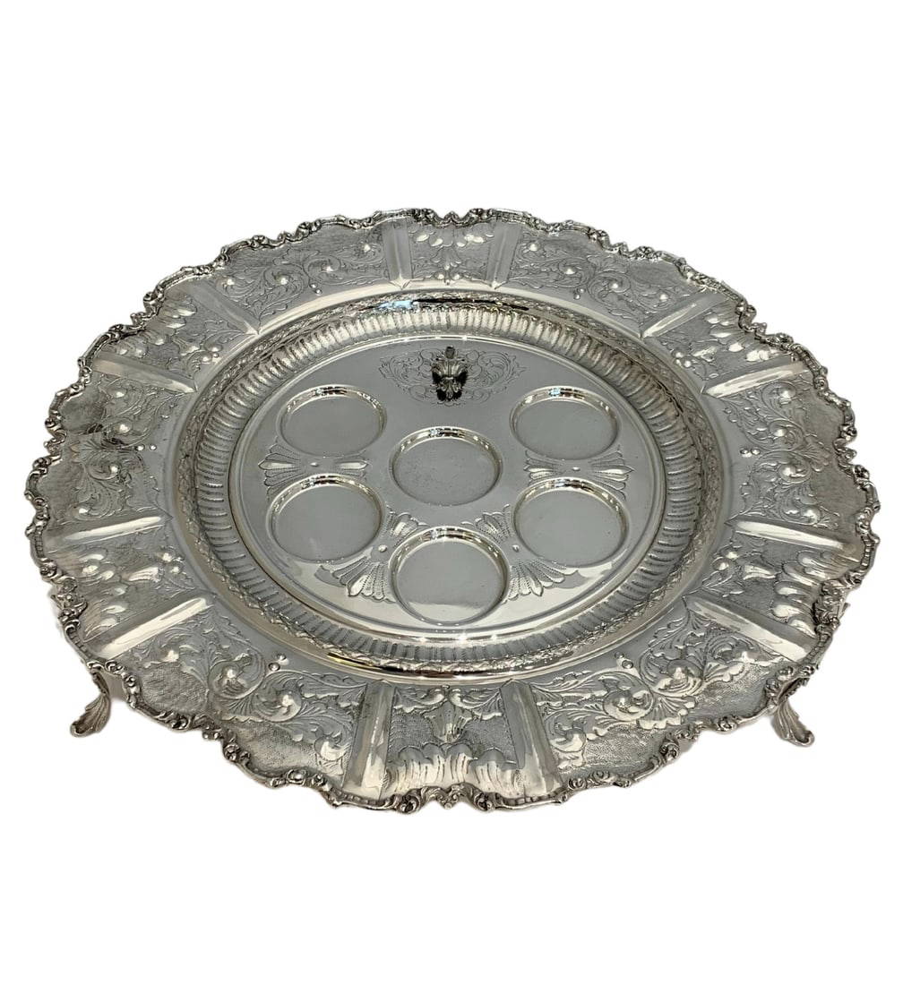 Italian 925 Sterling Silver Handmade Chased Leaf Applique Ornate Seder ...