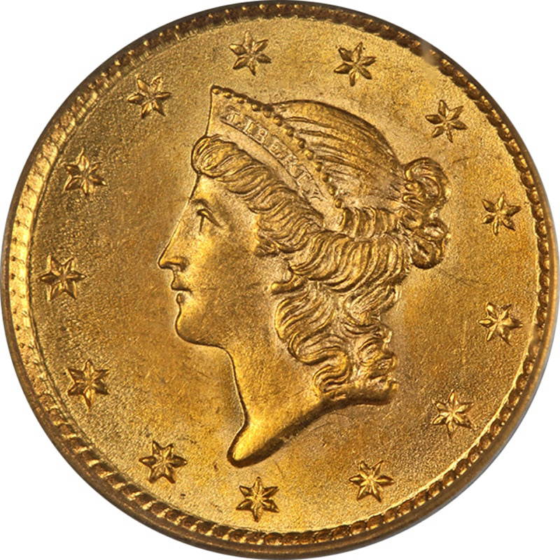 1854-p Type 1 Liberty Gold $1 Pcgs Ms64 Superb Eye Appeal Strong Strike Auction