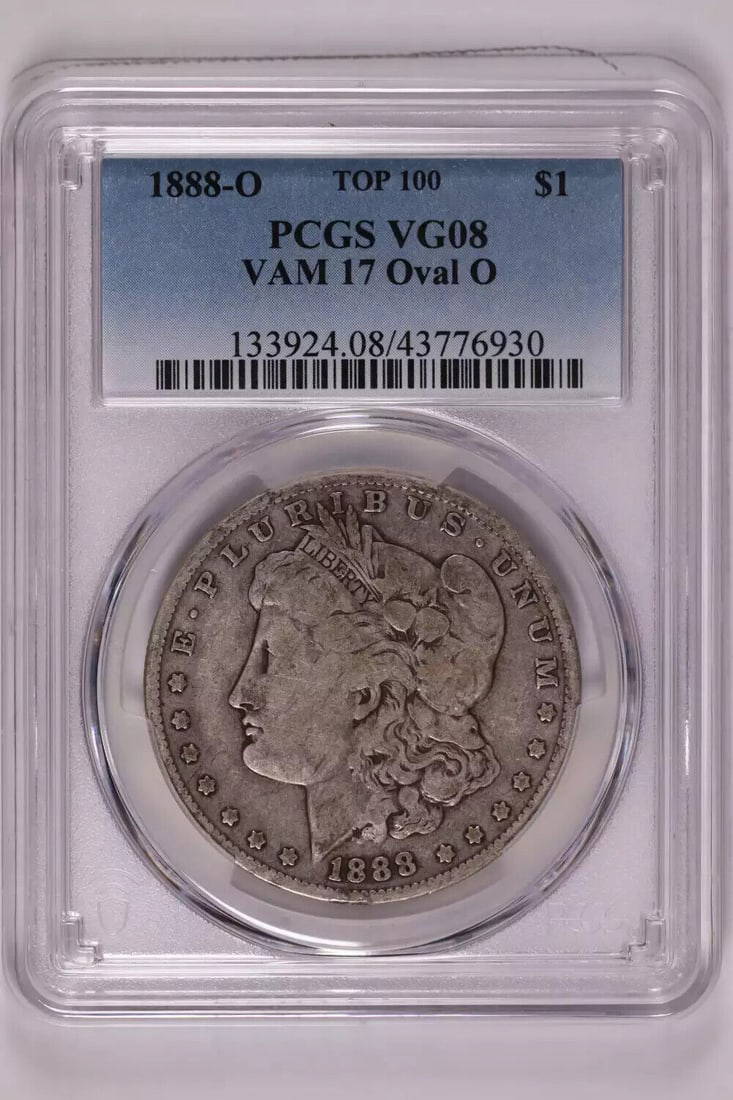 1888-o Vam 17 "oval O" Top 100 Morgan Dollar Pcgs Vg08 Auction