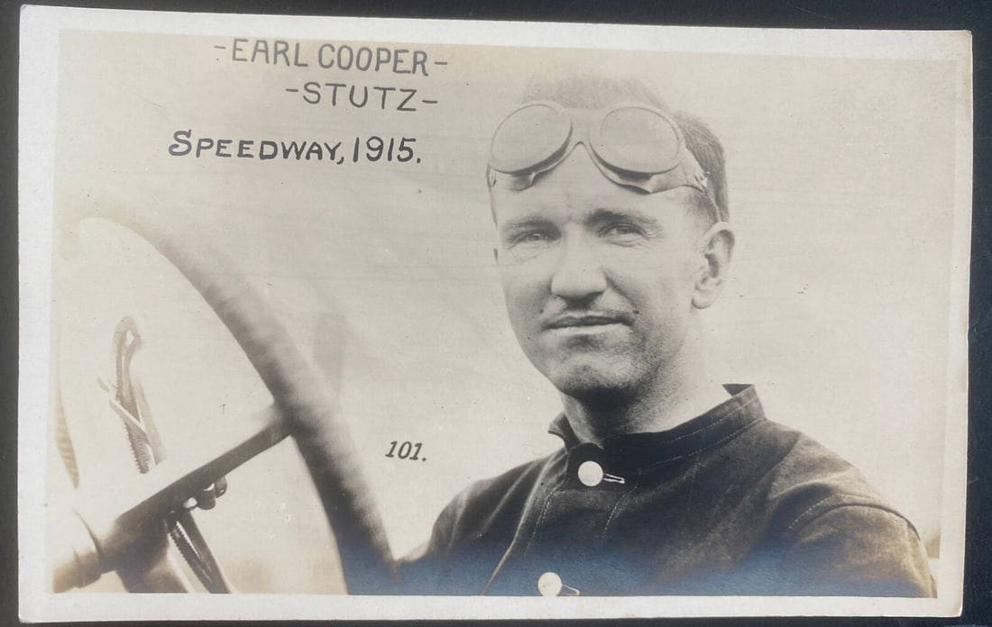 Mint Usa Rppc Postcard Earl Cooper Stutz Speedway 1915 Auto Racing Car ...