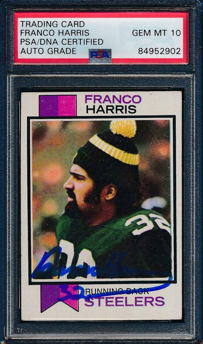 Franco Harris Hof Signed 1973 Topps Rookie Card #89 Steelers 3 Psa/dna ...