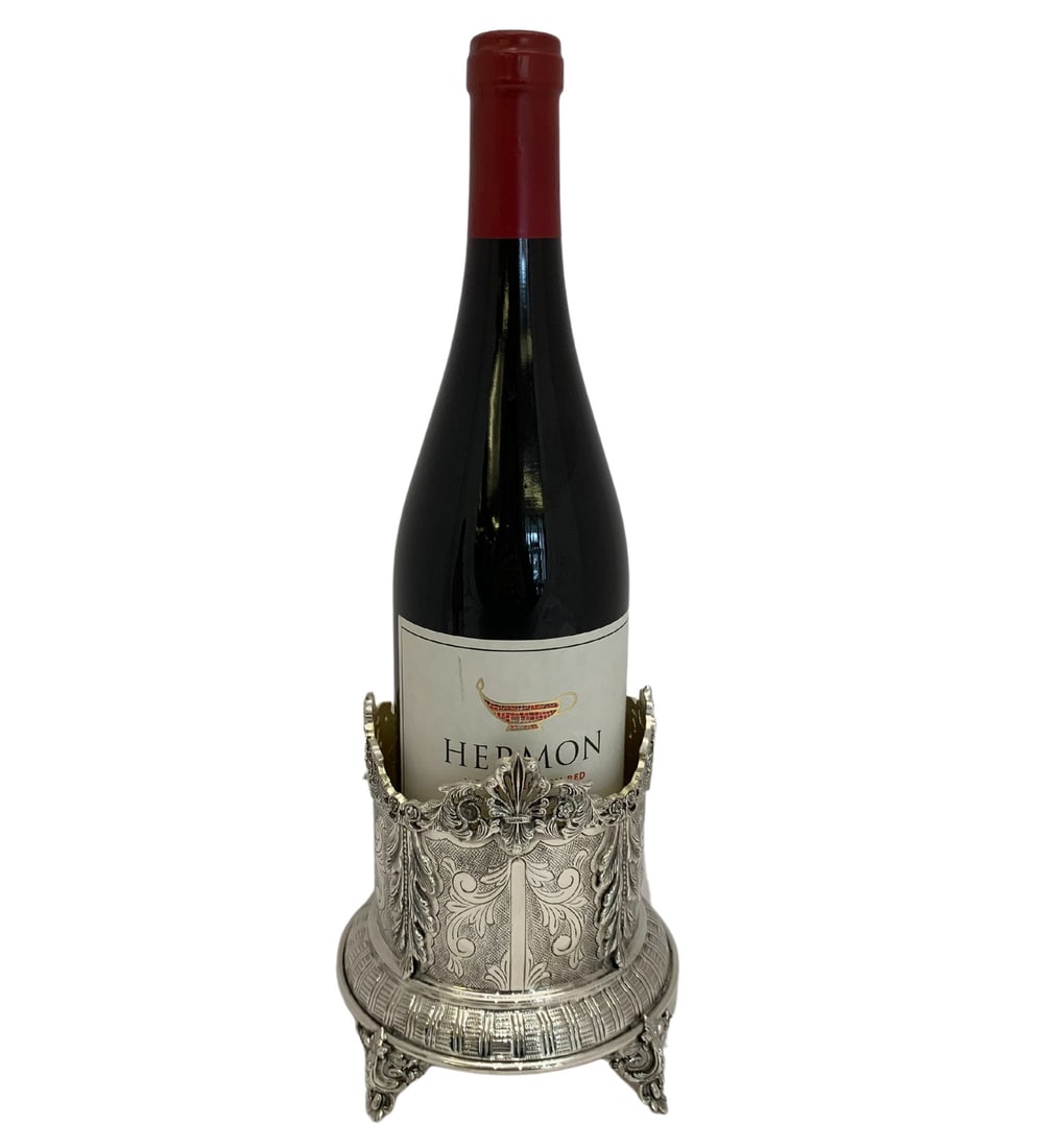 Fine 925 Sterling Silver Handmade Leaf Applique Chased Swirl Wine ...