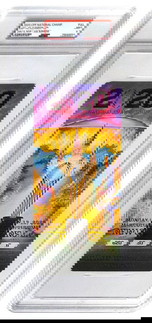 2020 Cfp National Championship Full Ticket Psa 9 Clemson Lsu Joe Burrow Auction