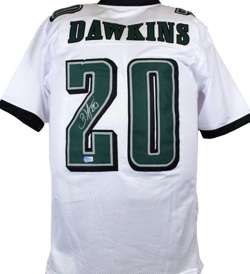 Brian Dawkins Autographed White Pro Style Jersey - Beckett W Hologram ...