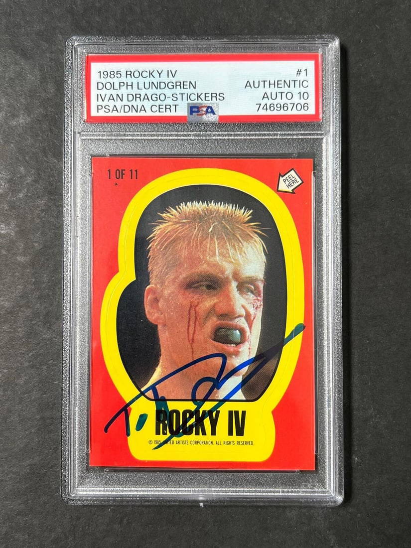 1985 Rocky Iv #1 Signed Stickers Dolph Lundgren Ivan Drago Stickers Psa ...