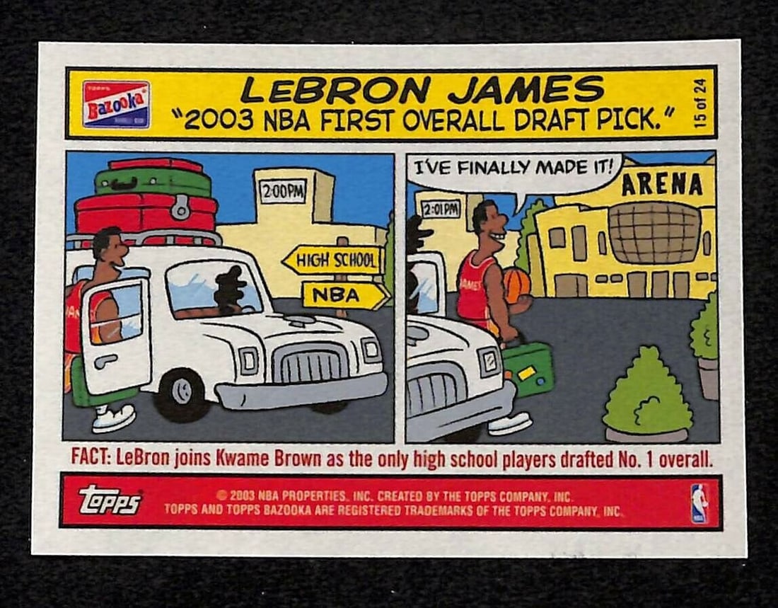 2003-04 Topps Bazooka Comics Lebron James Rookie Card Cavaliers 78886 ...