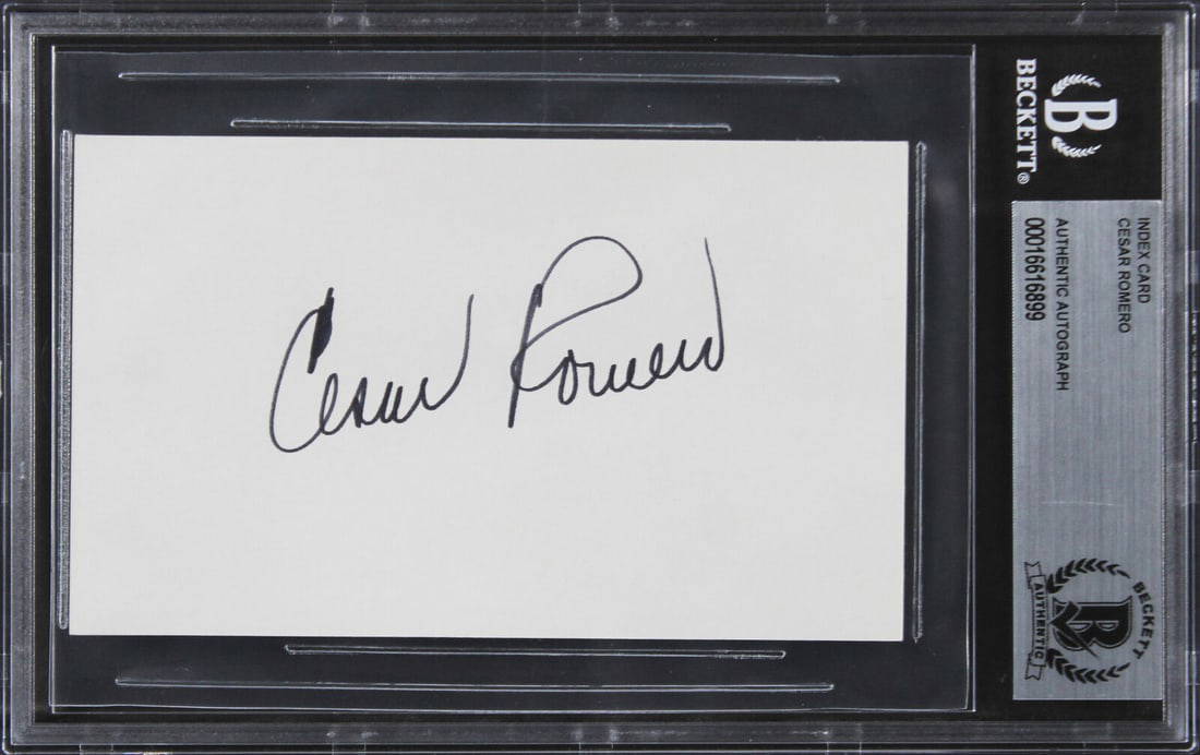 Cesar Romero Batman Signed 3x5 Index Card Autographed Bas Slabbed 3 Auction