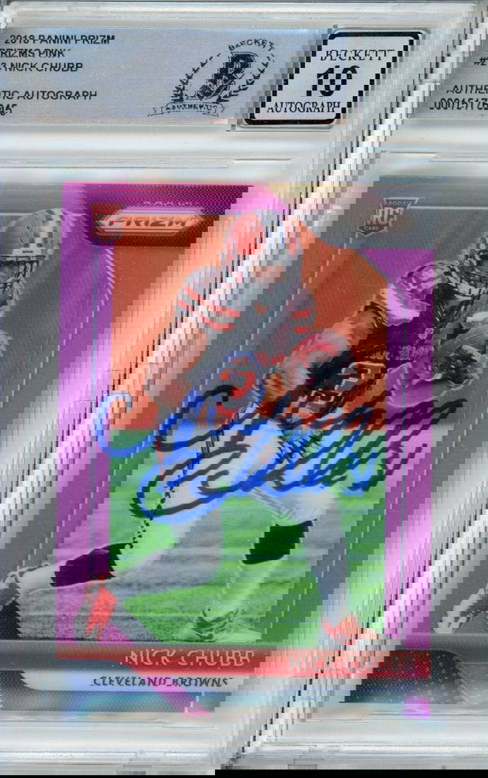 2018 Panini Prizm Pink #213 Nick Chubb Rc Cleveland Browns Bas ...