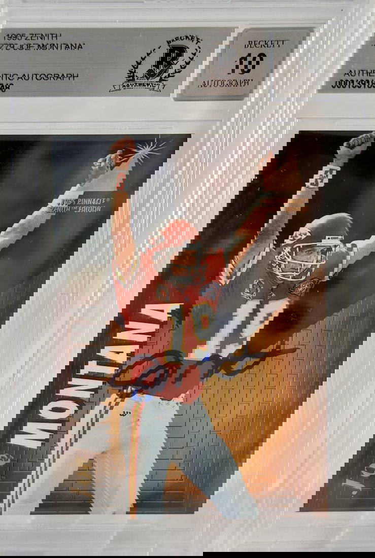 1995 Zenith #z79 Joe Montana Auto Kansas City Chiefs Bas Autograph 10 ...