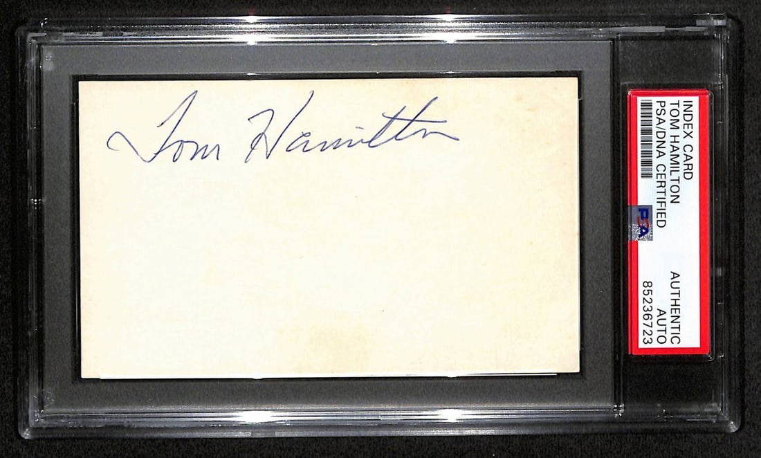 Tom Hamilton Cfb Hof Signed/auto 3x5 Index Card Navy Psa/dna 189014 Auction