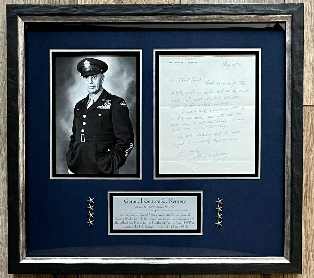 George C. Kenney (wwii 4 Star General) Signed Letter Custom Framed ...