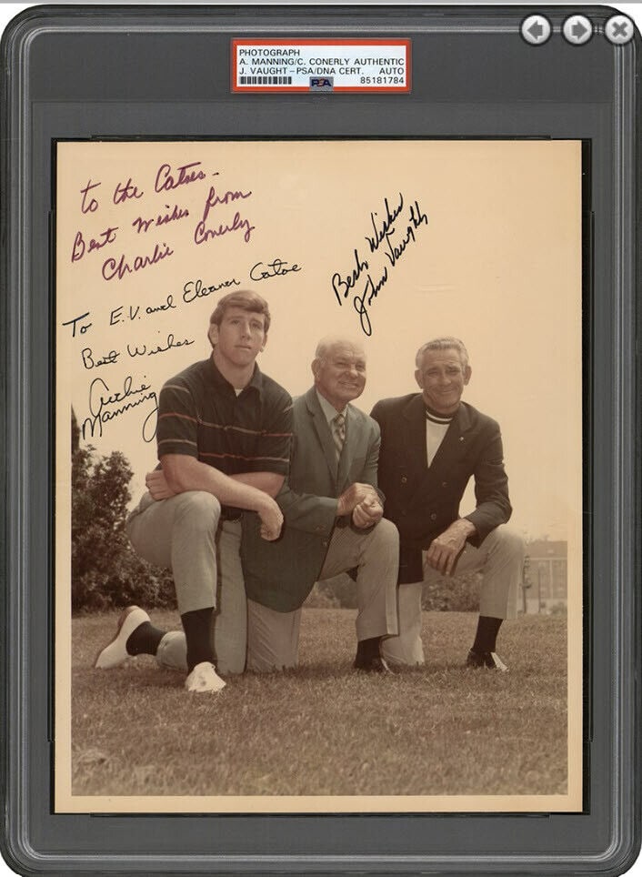 Archie Manning/charlie Conerly/john Vaught Ole Miss Signed Photo Psa ...