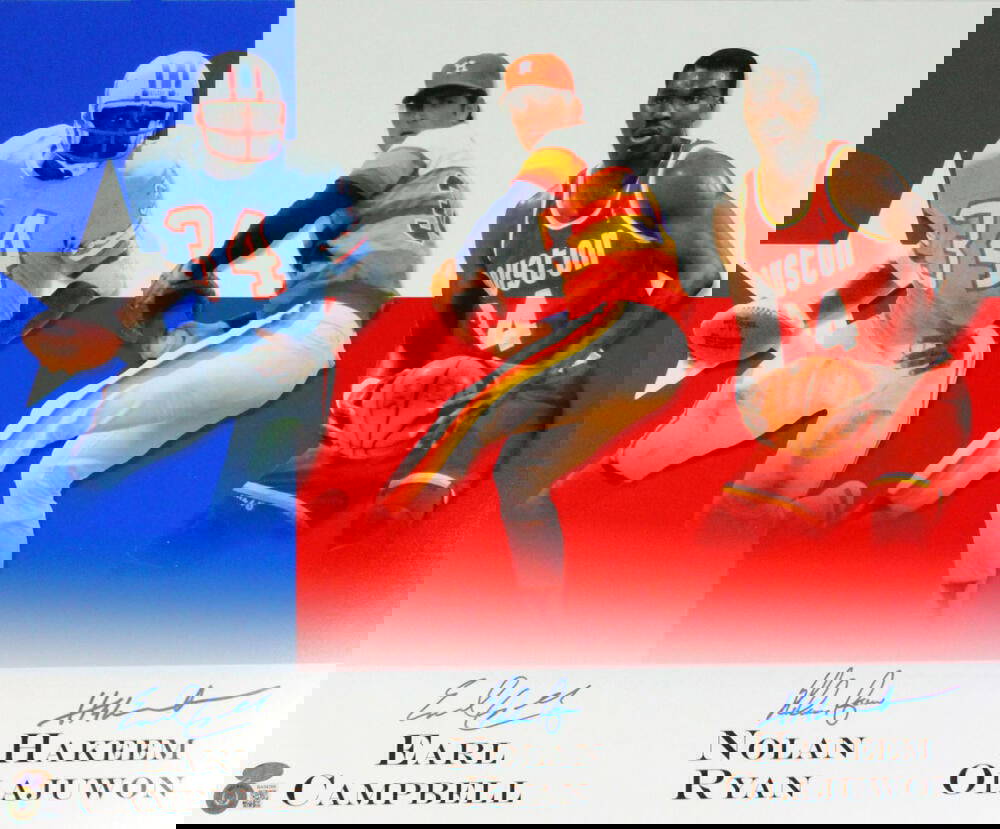 Earl Campbell Nolan Ryan Olajuwon Signed 16x20 Houston Legends-beckett ...