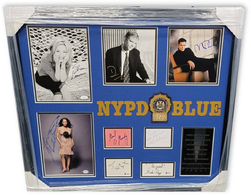 Nypd Blue Cast Autographed Framed Collage Smits Clapp Delaney Caruso