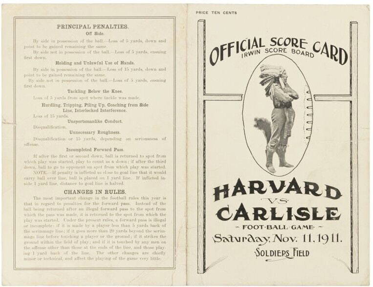 1911 Carlisle Indians (jim Thorpe) Vs. Harvard Program 187629 Auction