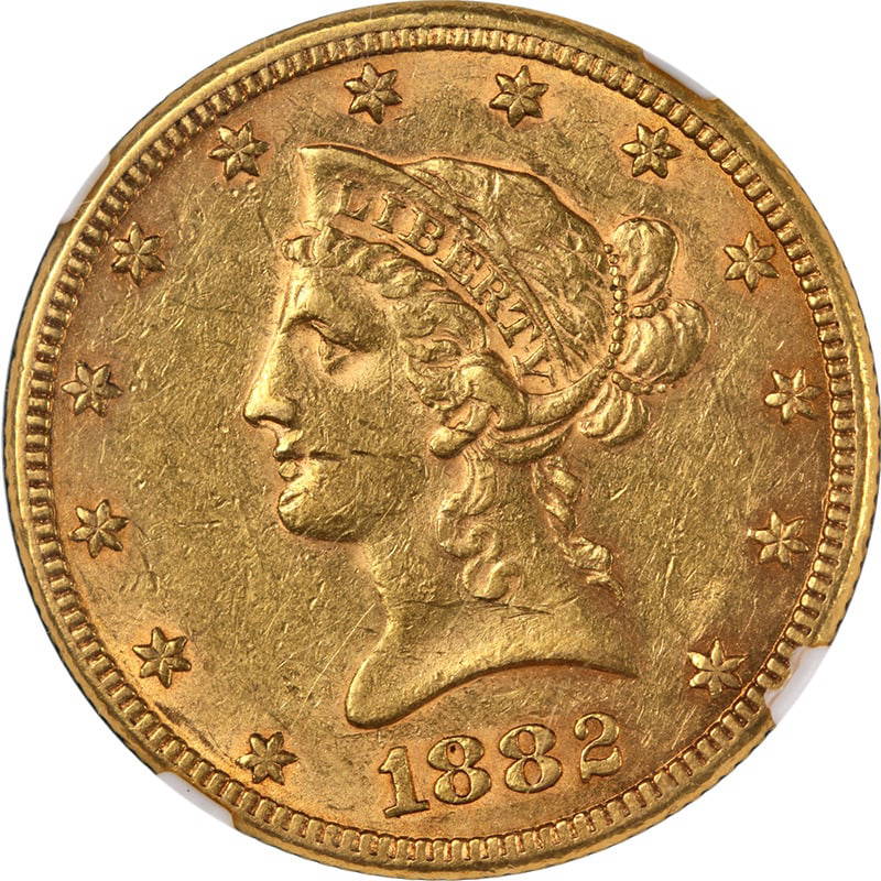 1882-p Liberty Gold $10 Ngc Au55 Decent Eye Appeal Nice Strike Auction