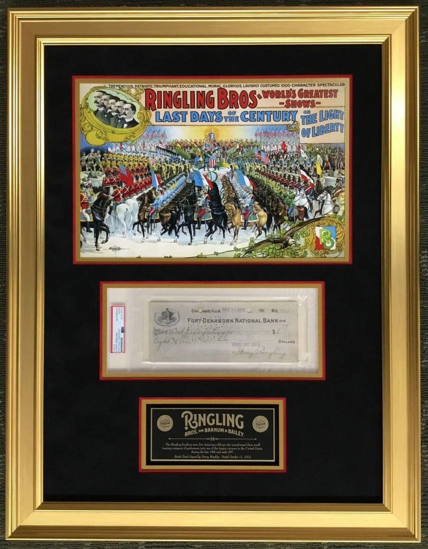Henry Ringling Custom Framed Display Ringling Bros Circus Psa Auction