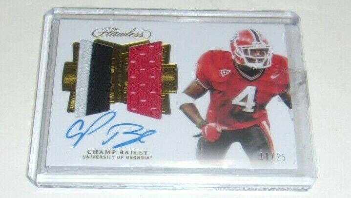 Champ Bailey Uga Panini Flawless Dual Jersey Auto Signed Card