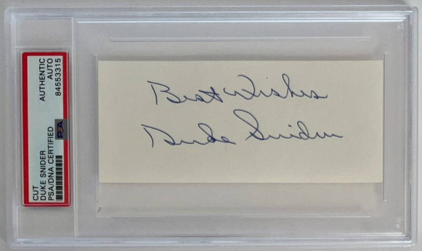 Vintage Duke Snider Dodgers Signed Best Wishes Cut Signature Psa