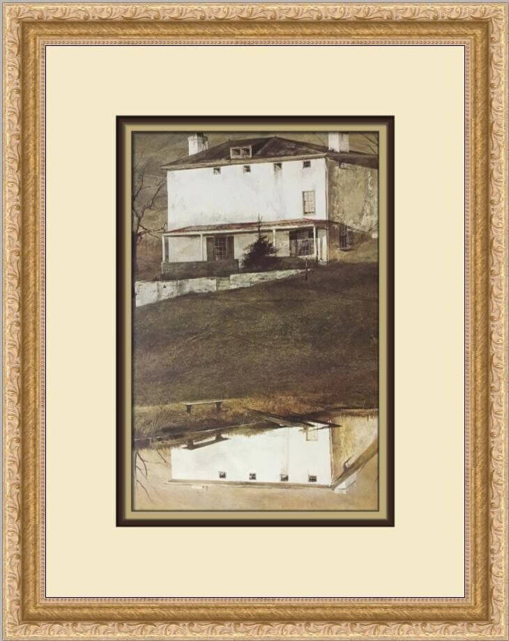 Andrew Wyeth Brown Swiss Custom Framed Print 17in X 13in Matted Gold Frame Auction