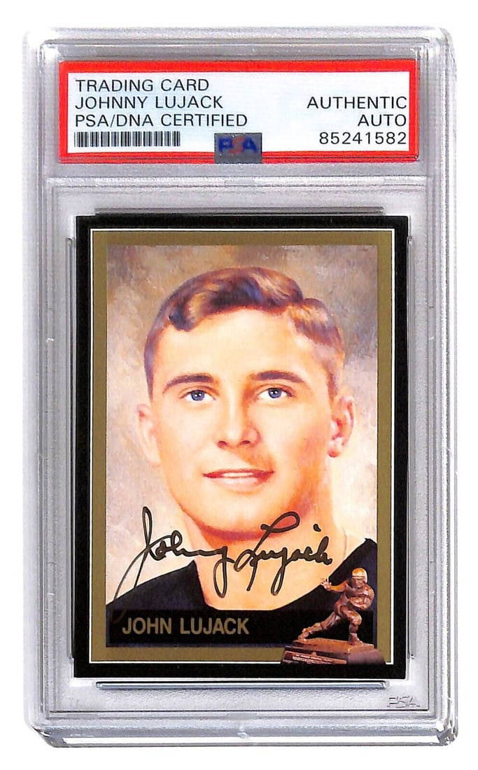 Johnny Lujack Autographed 1991 Heisman Card Notre Dame 1947 Psa Dna Auction