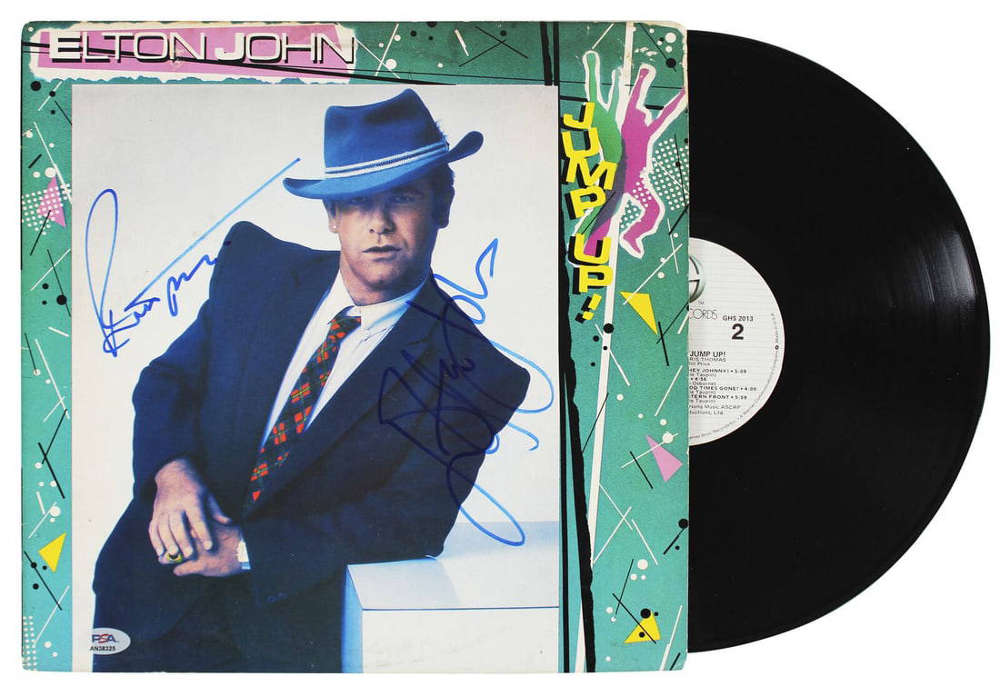 Elton John And Bernie Taupin Signed Jump Up Album Cover With Vinyl Psa ...