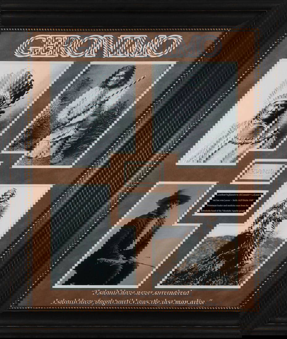 Geronimo Signed Framed 1.5x3 Cut Signature Jsa Auction