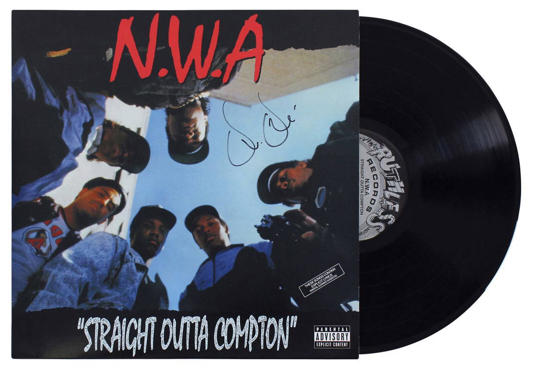 Dr. Dre N.w.a Signed Straight Outta Compton Album Cover With Vinyl Auction