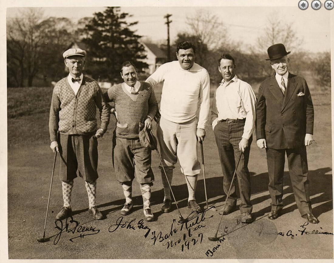 High Grade 1927 Babe Ruth Signed Original Golfing 8x10 Photo Auction