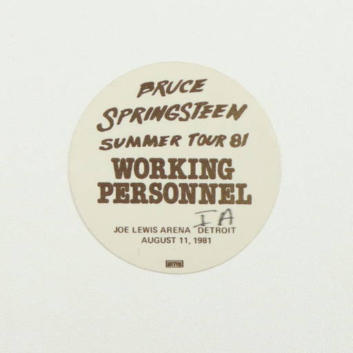 1981 Bruce Springsteen Summer Tour Backstage Pass
