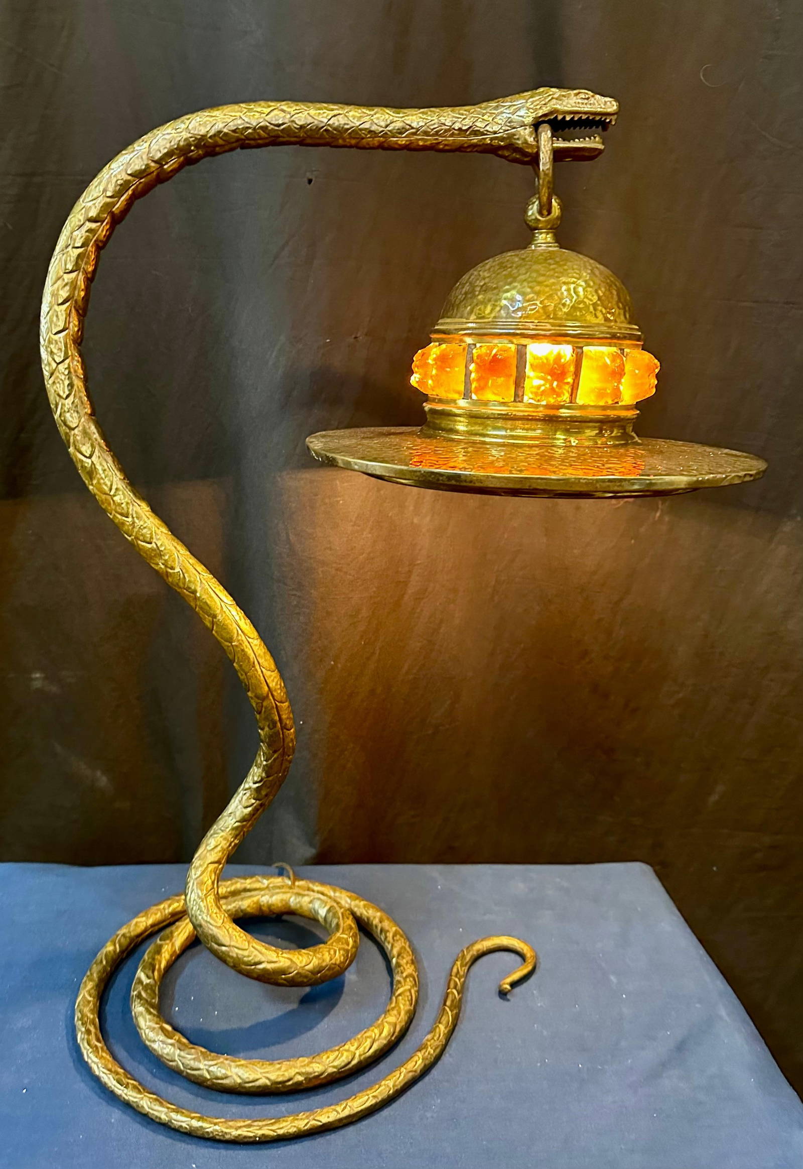 Art Nouveau Bronze Snake Table Lamp Auction