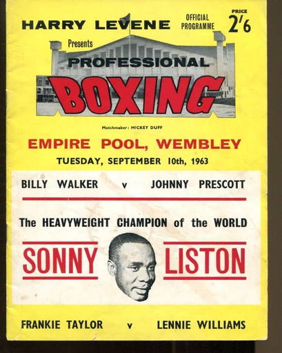 1963 Billy Walker Vs Johnny Prescott Boxing Program Wembley