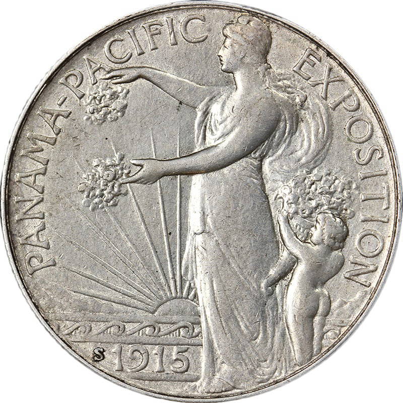 1915-s Panama-pacific Commem Half Dollar Choice Au Silver Coin Auction