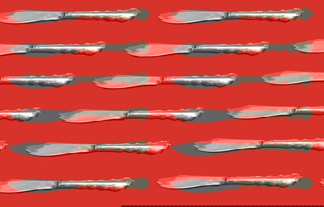 12 Piece Angelique Sterling Silver Fish Knife Set 8 1/4 Inch