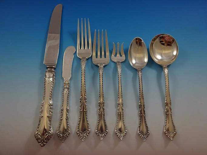 Watson Foxhall Sterling Silver Flatware Set For 8 With Storage Chest 56 ...
