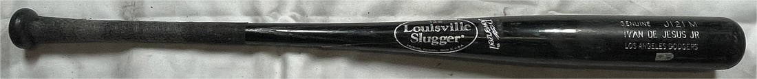 Ivan De Jesus Jr Game Used Cracked Baseball Bat Los Angeles Dodgers
