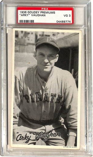 1963 Goudey Premiums Arky Vaughan Baseball Card Pittsburgh Pirates