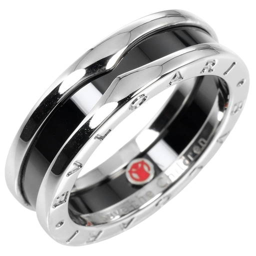 Bulgari B.zero1 Silver Ceramic Ring For Men
