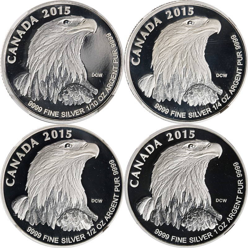 2015 Canada 4 Coin Silver Proof Set - $2-$5 -ngc Pf70 Ultra Cameo First ...