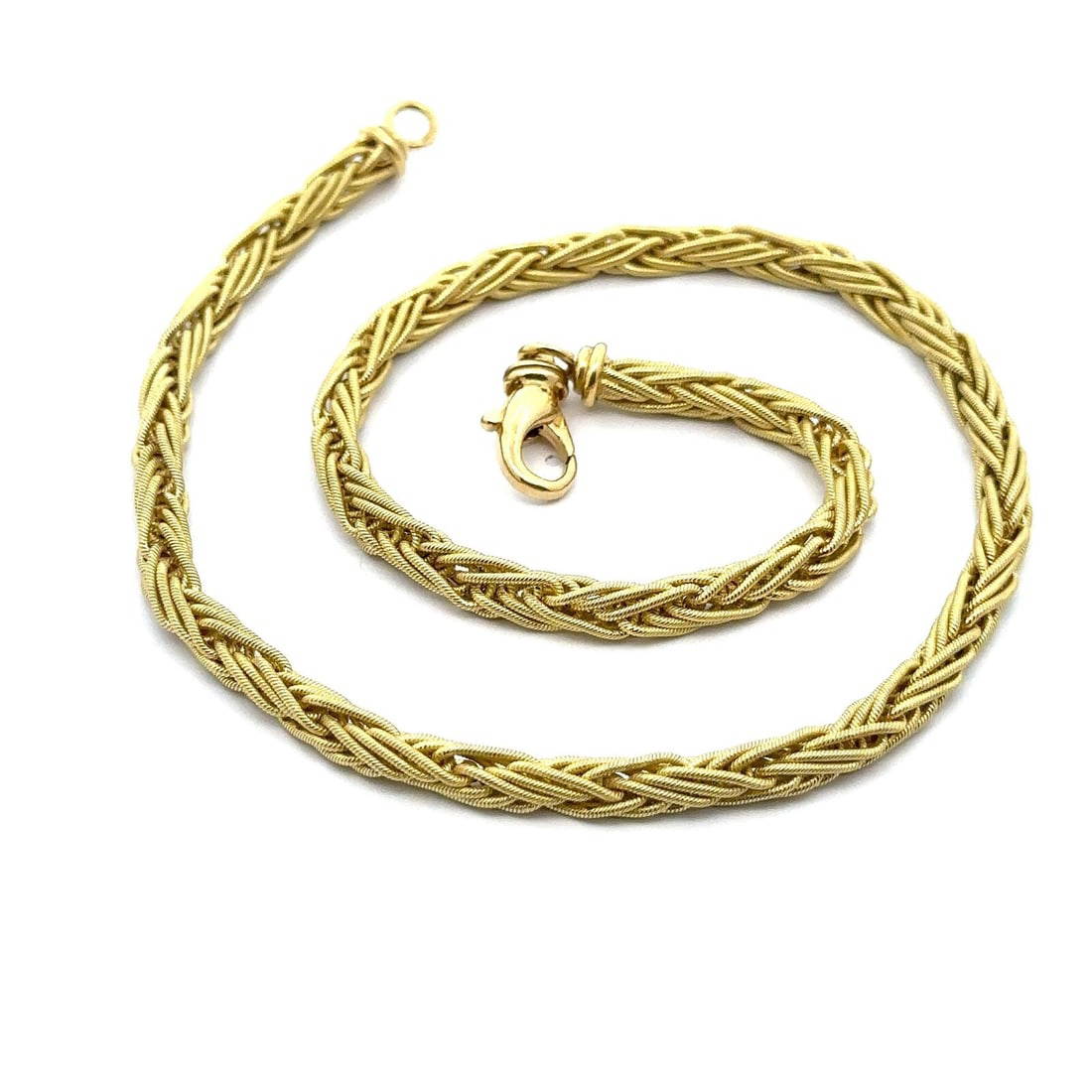 Elegant 18k Yellow Gold 15 Inch Braided Wheat Link Chain Necklace Auction