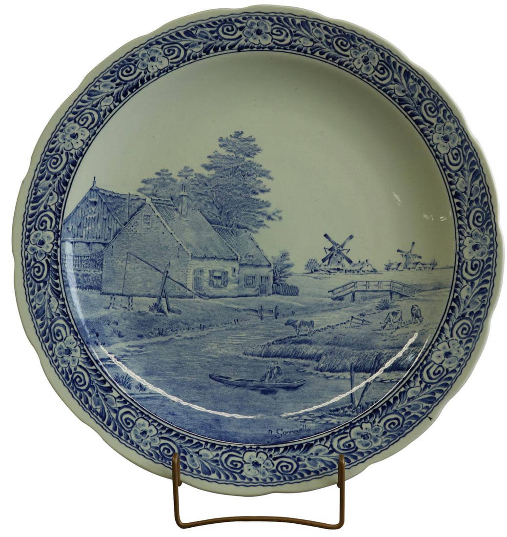 Classic Belgian Blue Delft Plate 1950 Auction