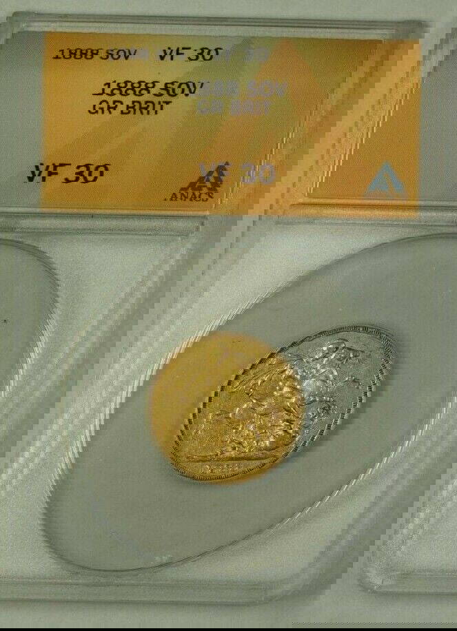 1888 Gold Sovereign Coin Anacs Vf-30 St. George Design Auction